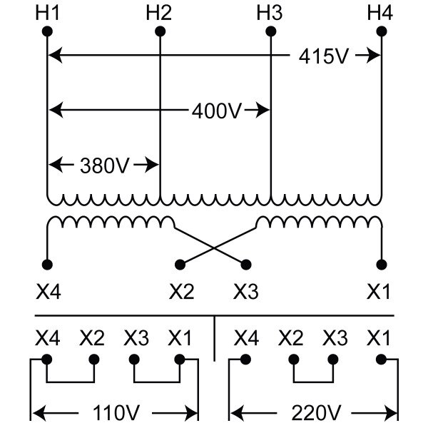 CPT-0100I, FMX Control Transformer, Group I, 100VA, PRI: 380/400/415 ...