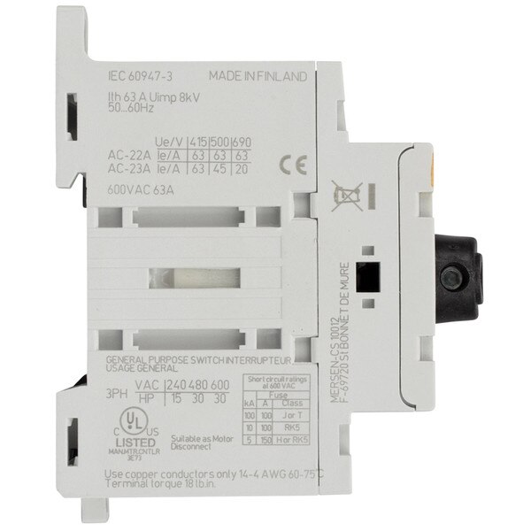 M633, UL508 Disconnect switch, 60A, 600VAC | FactoryMation